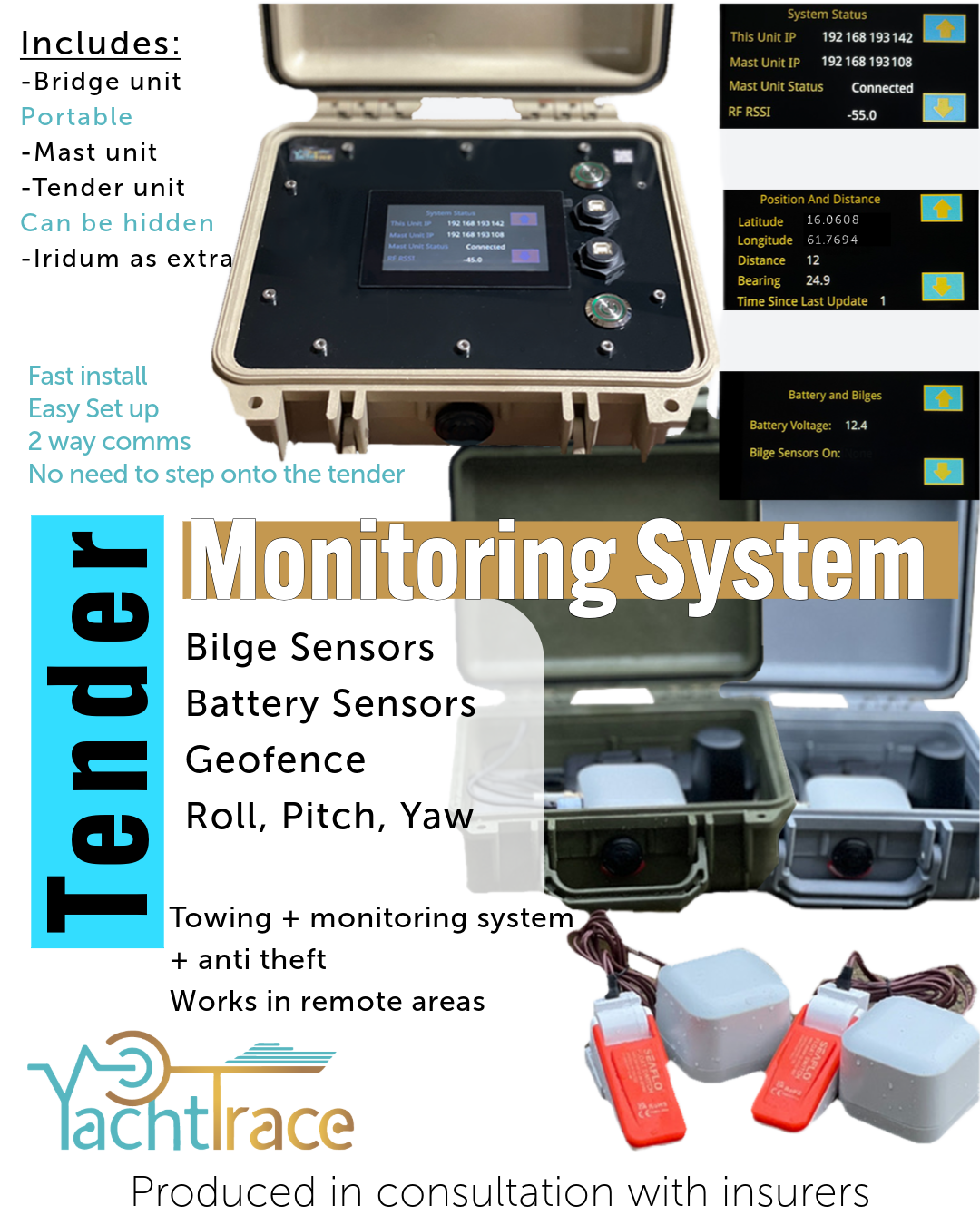 Track your Tender or Chase Boat, Monitor in remote areas